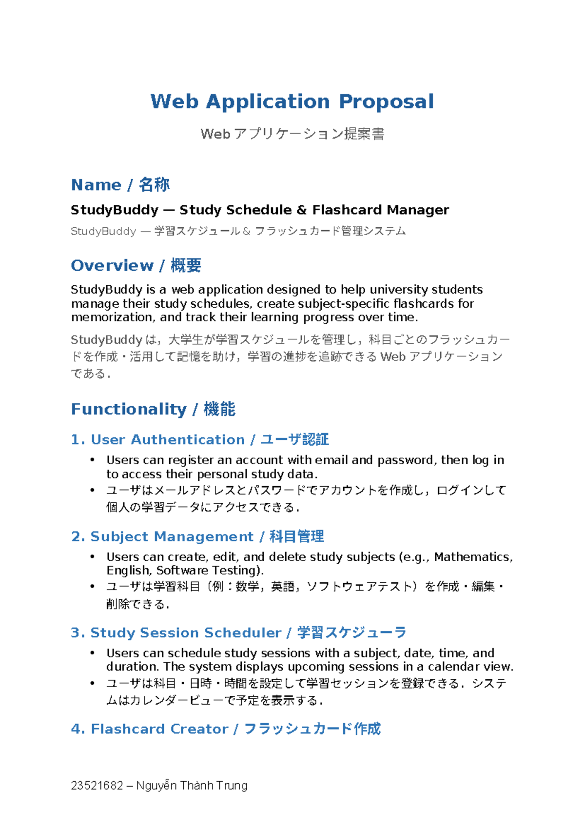 23521682 Web Application Proposal for StudyBuddy System - Studocu