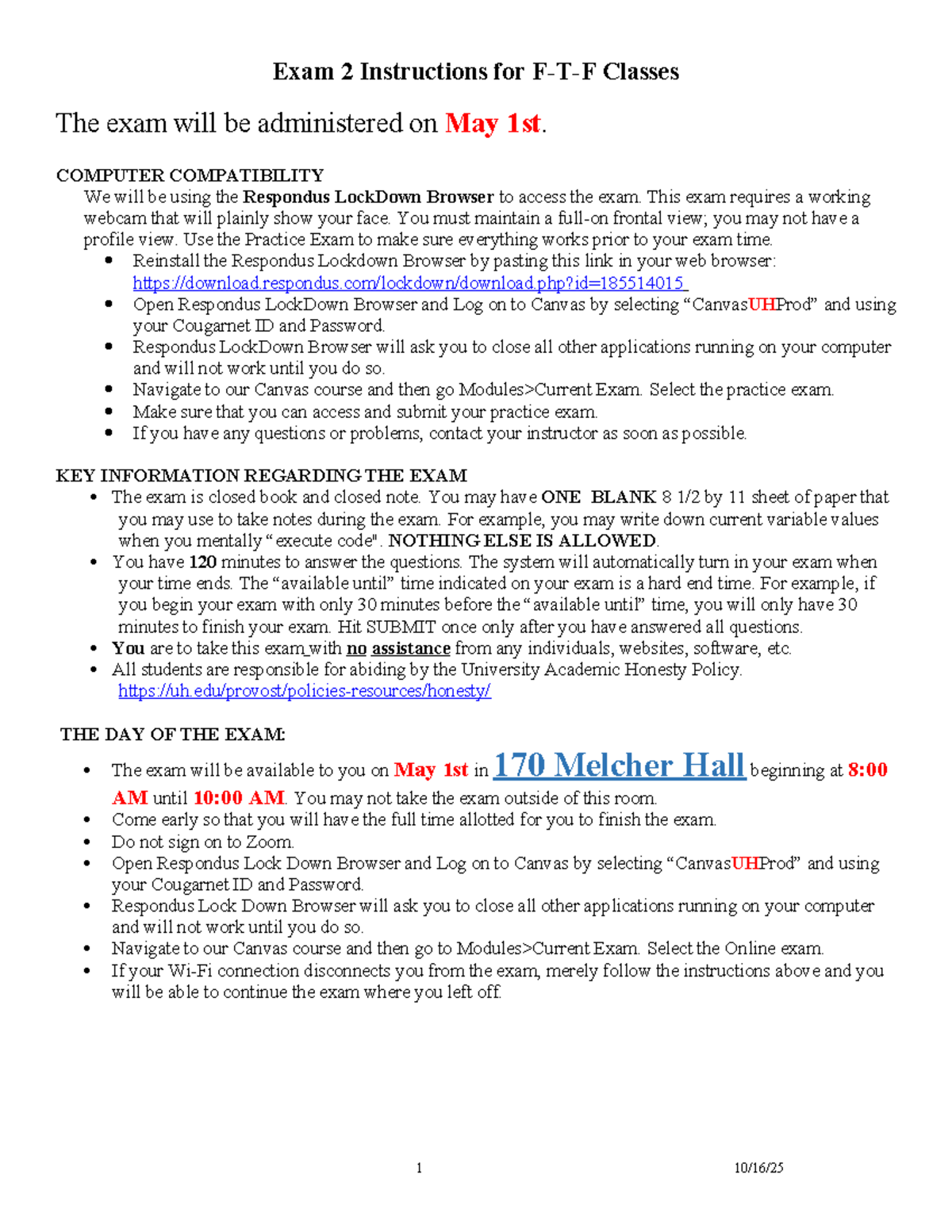 Exam 2 Respondus Instructions for F-T-F Classes (May 1) - Studocu