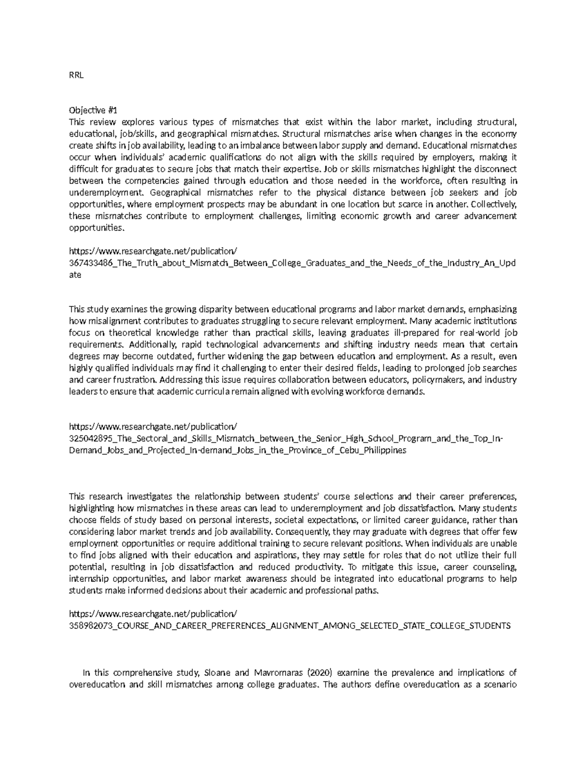 RRL on Labor Market Mismatches: Insights & Challenges - Practical ...