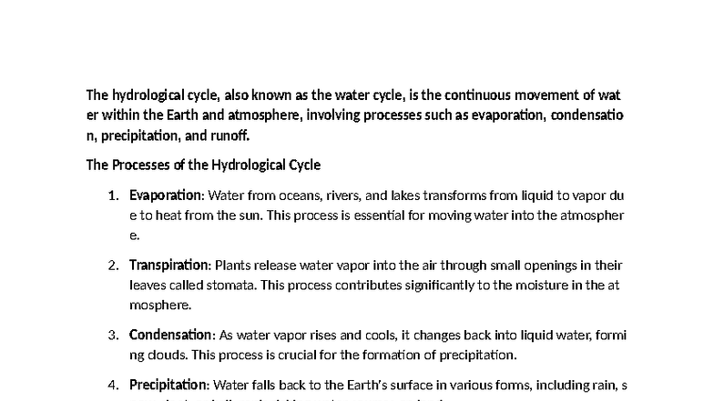 Hydrological Cycle Overview: Processes, Importance, and Human Impact ...