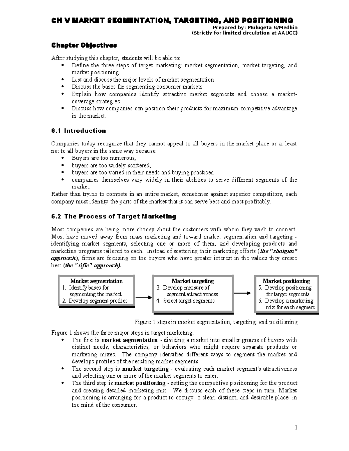 CH V Market Segmentation - CH V MARKET SEGMENTATION, TARGETING, AND ...