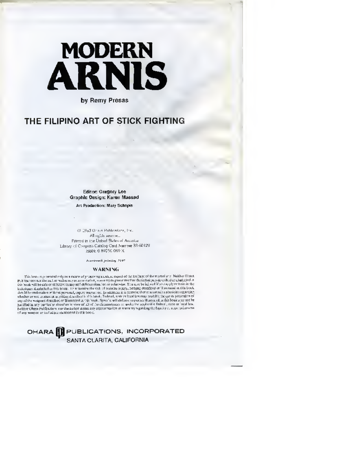 Modern Arnis text - what ever - MODERN ARNIS by Remy Presas THE ...
