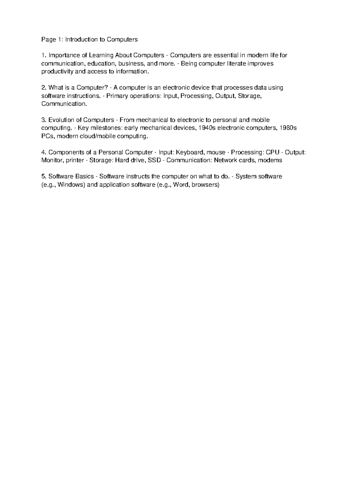 COMP 101: Computer Learning Summary and Key Concepts - Studocu