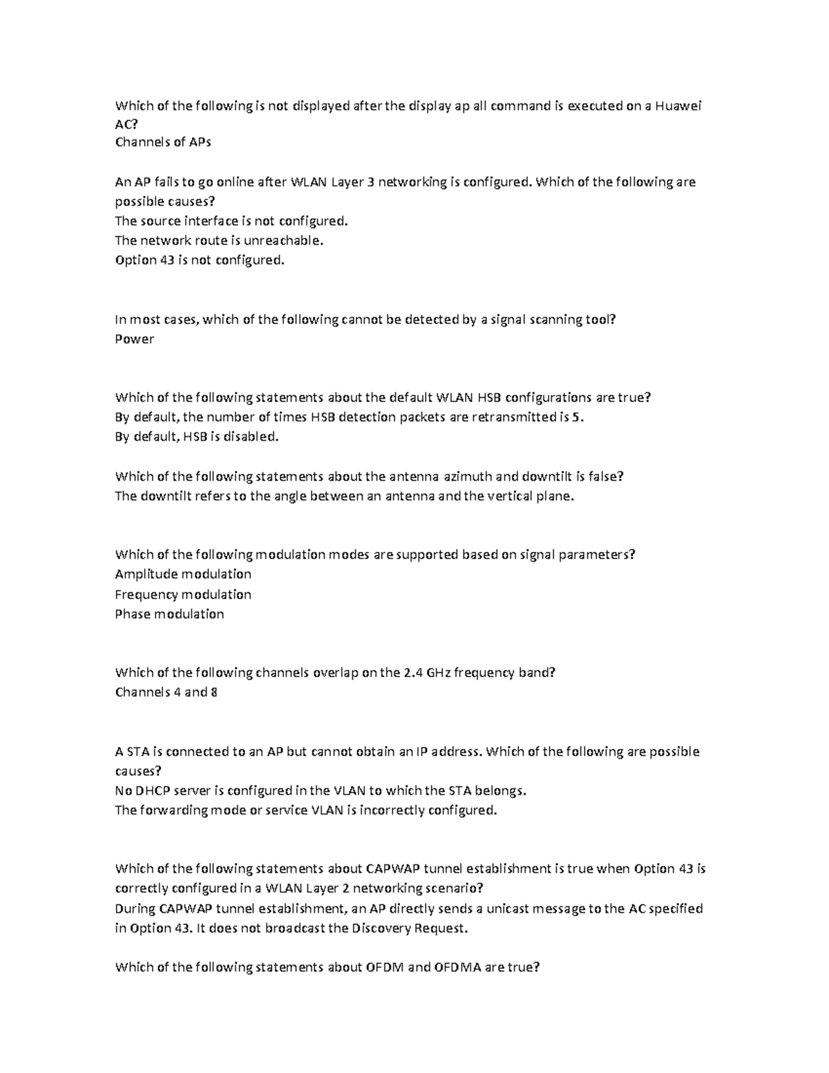 Huawei AC Networking - Key Concepts and Troubleshooting Summary - Studocu