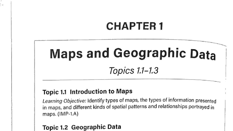 APHuG Amsco Unit 1: Chapters 1 & 2 - Maps, Geographic Data, and Spatial ...