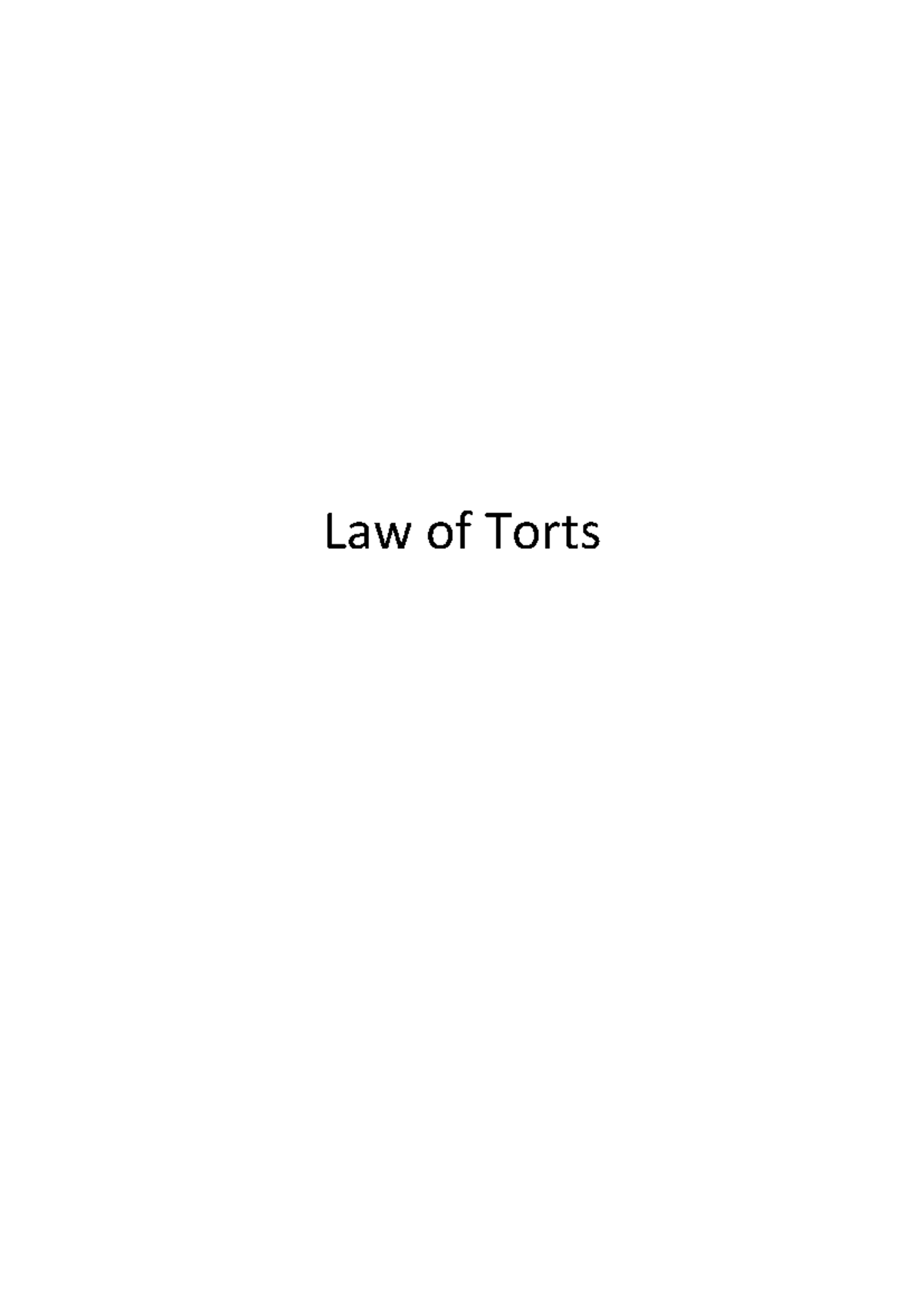 Law of Torts - Introductory Concepts & Legal Definitions - Units I-II ...
