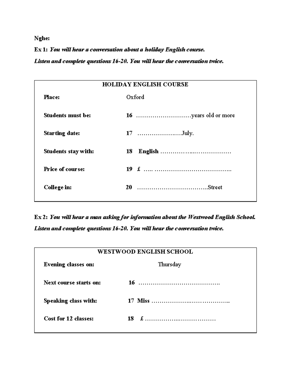English Test 3 Format: Listening and Reading Comprehension - Studocu