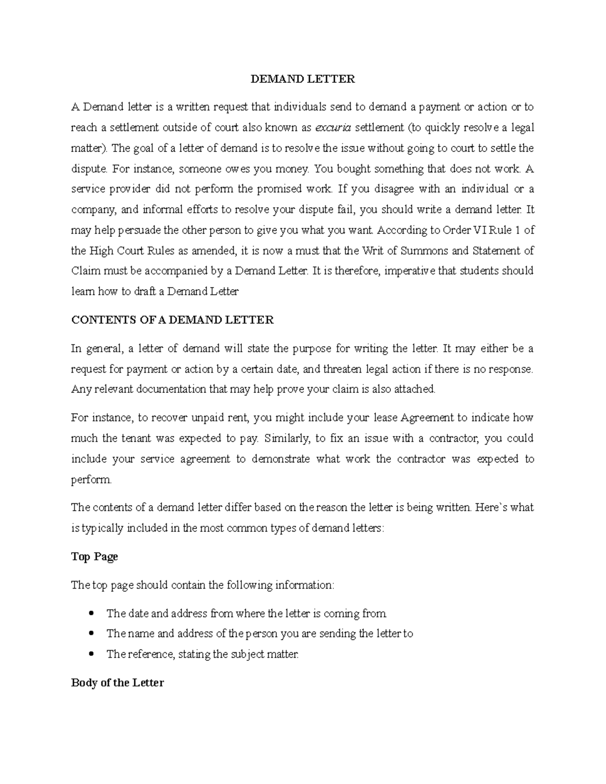 Unit 1 - Demand Letter: Mastering Legal Drafting Skills - Studocu