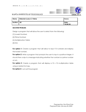 Del Rosario MP2 - Machine Problem 2 - Exercise #2: Variables, Scripts ...