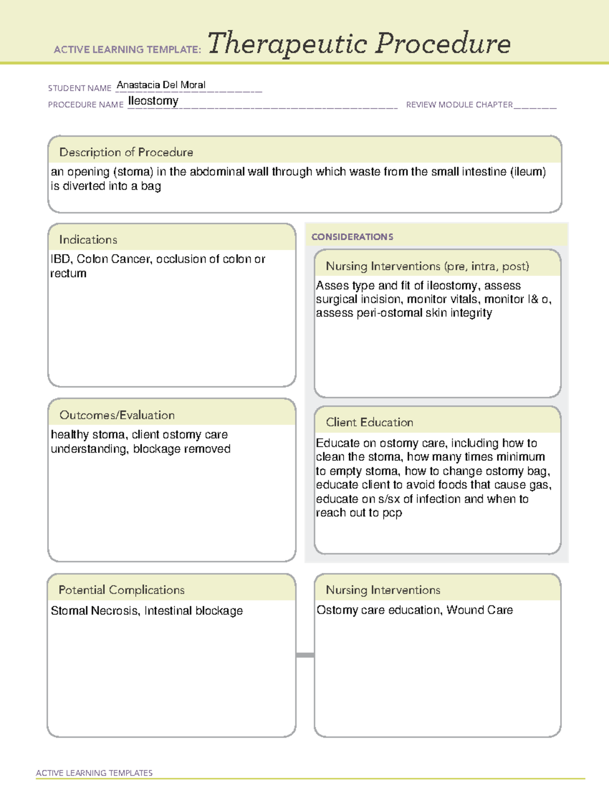 Ileostomy Procedure Template Complete - AHN01 - ACTIVE LEARNING ...