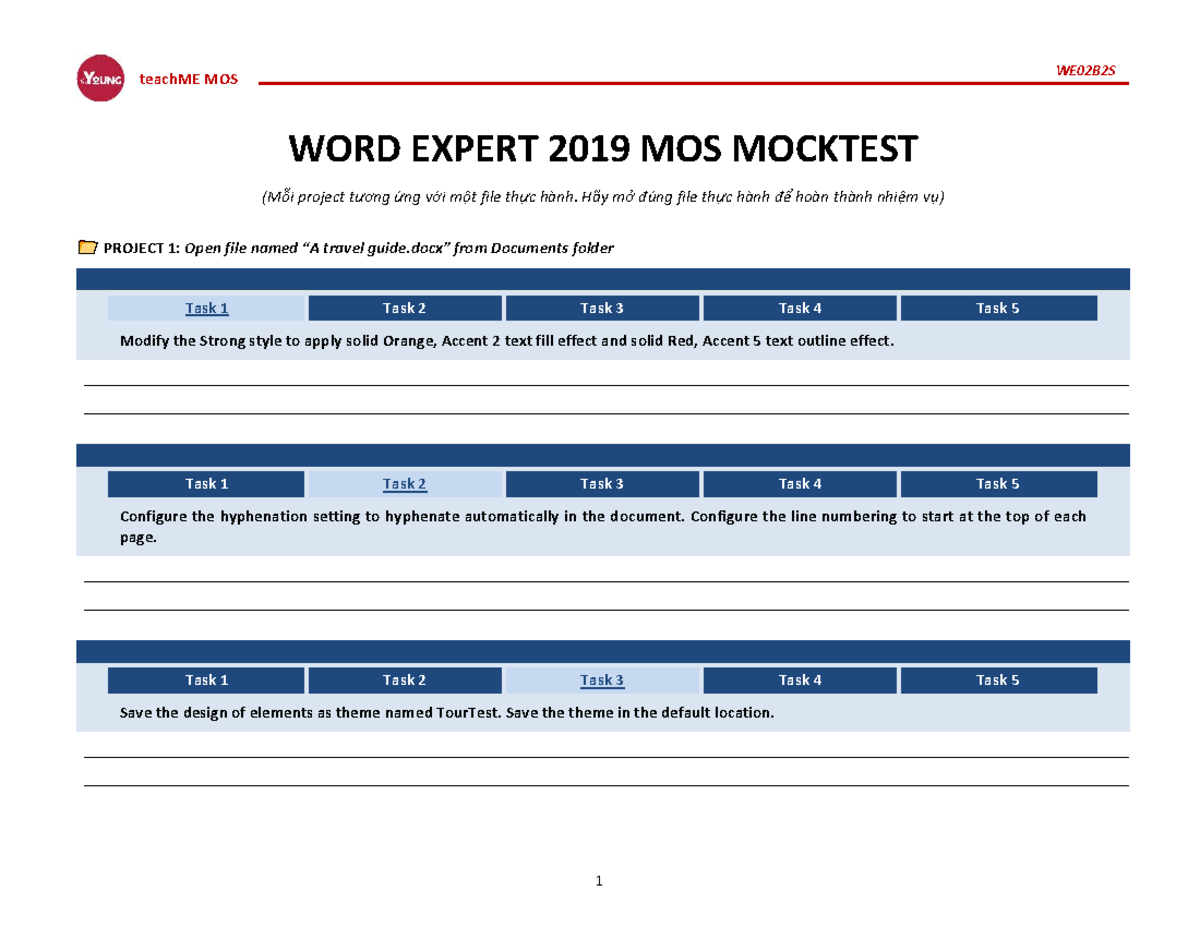 WE02B2S teachME MOS WORD EXPERT 2019 MOCK TEST PROJECTS - Studocu
