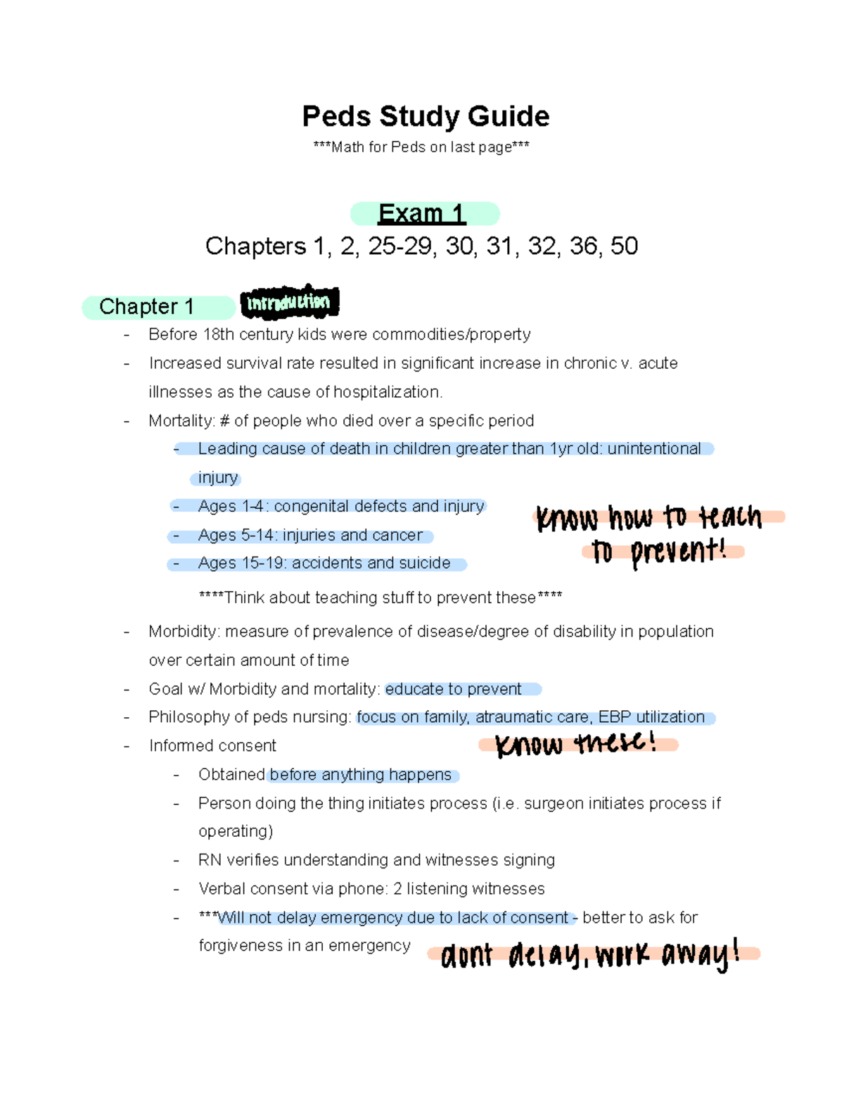 PEDS 101 Final Exam Study Guide: Key Concepts from Chapters 1, 2, 30, 31, 32, 36 - Studocu