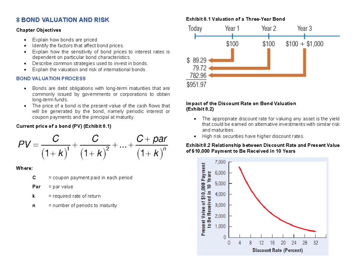 Chapter 8: Bond Valuation & Risk Analysis in Finance (FIN 101) - Studocu