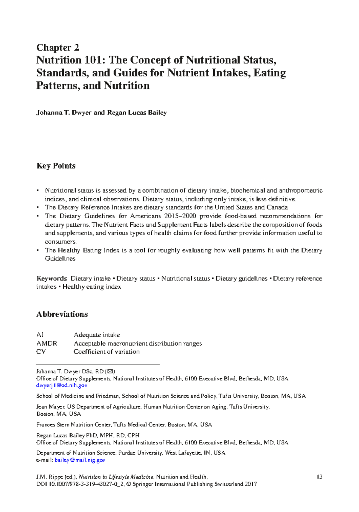 Chapter 2: Nutritional Status and Dietary Guidelines in Nutrition 101 ...