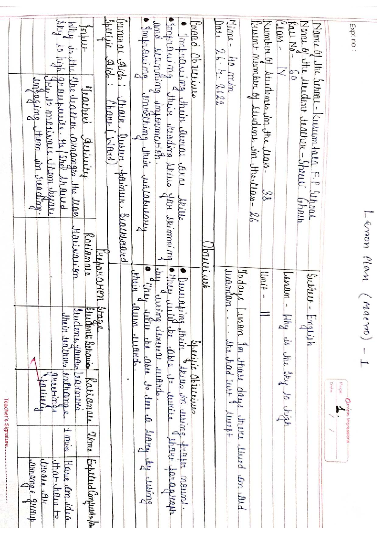 English (Macro) Lesson Plan Sample: Strategies and Activities - Studocu