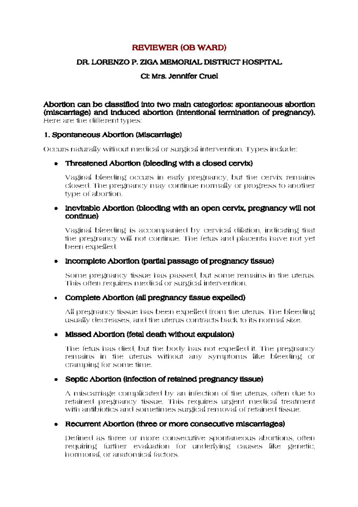 Reviewer (OB WARD) - None - REVIEWER (OB WARD) DR. LORENZO P. ZIGA ...