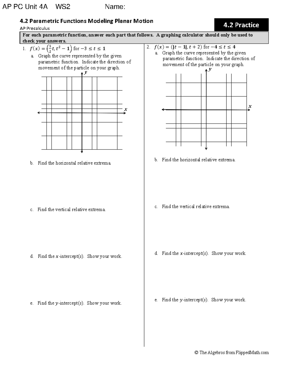 04-09 PC U05A 4.1 WS2 - Exploring Parametric Functions & Motion ...