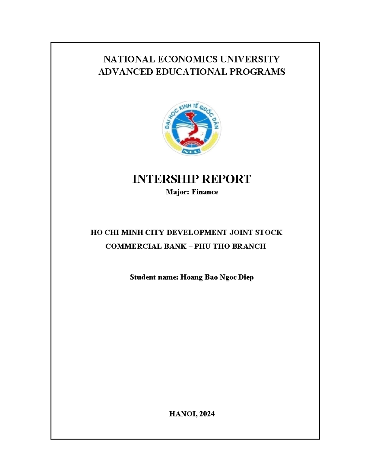 Internship Report 1 - Hoang Bao Ngoc Diep - 11211304 - NATIONAL ...