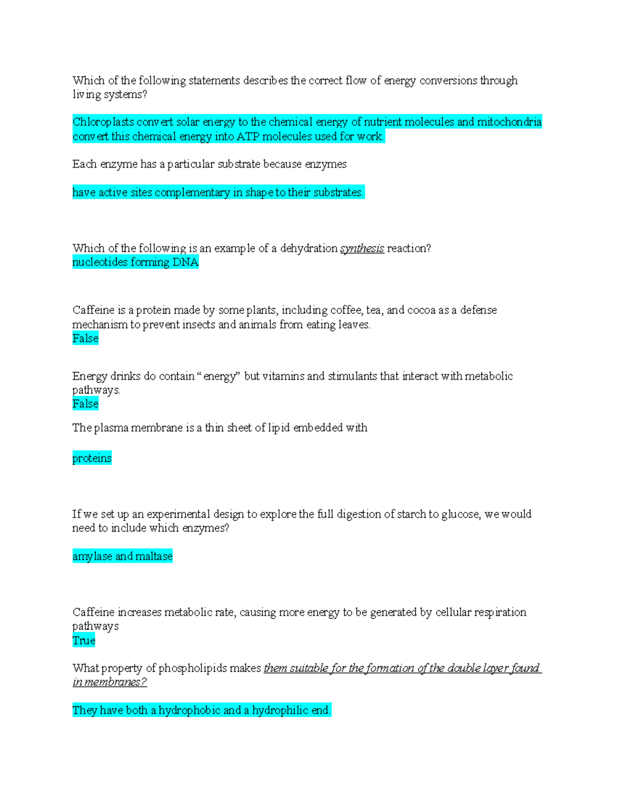 Biology Exam Review: Energy Conversions & Metabolic Processes - Studocu