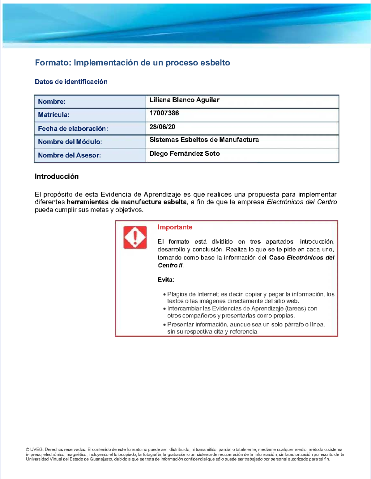 Implementacion de un sistema esbelto, resumen del trabajo que se debe ...