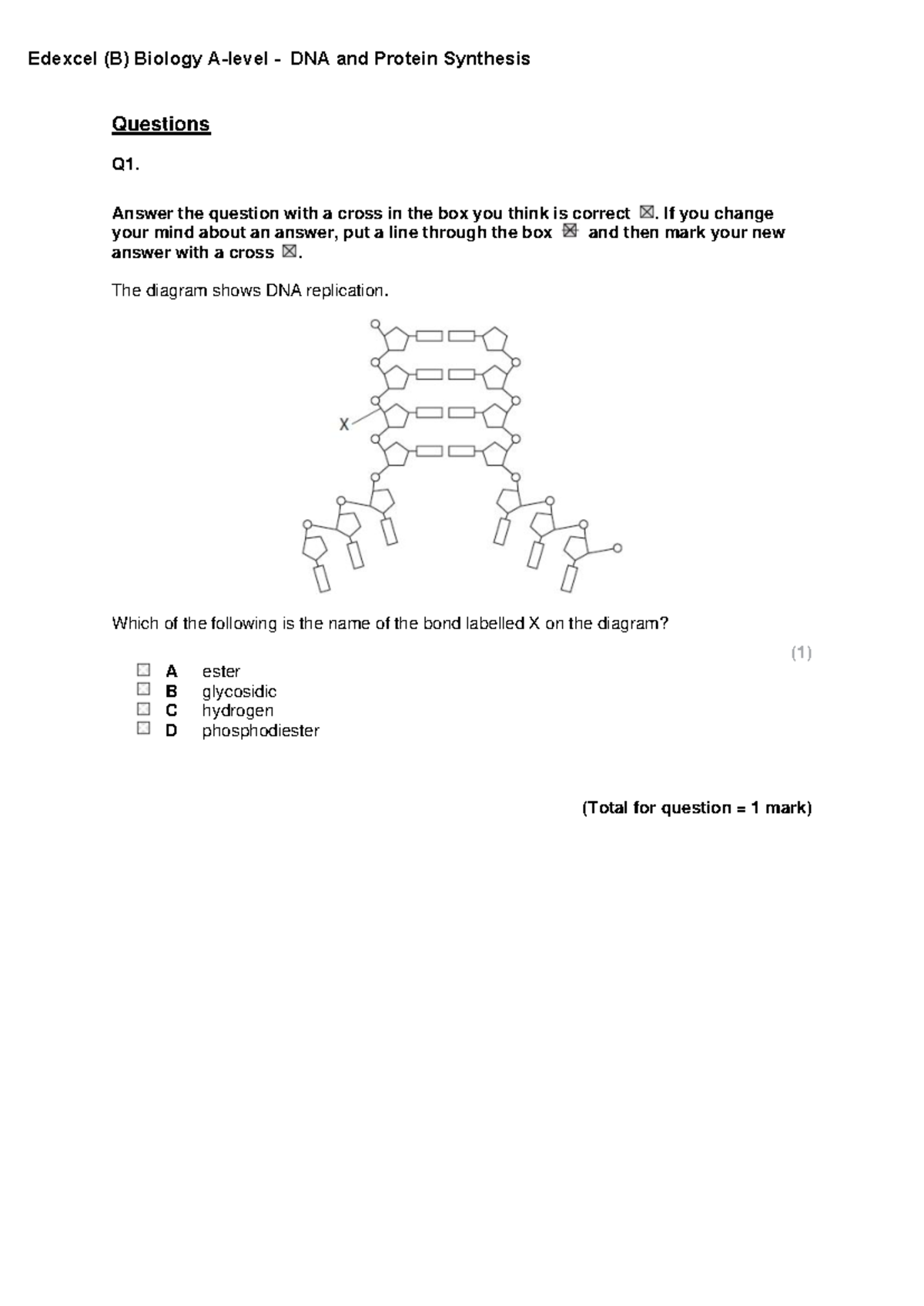 Edexcel (B) Biology DNA and Protein Synthesis Exam Questions - Studocu