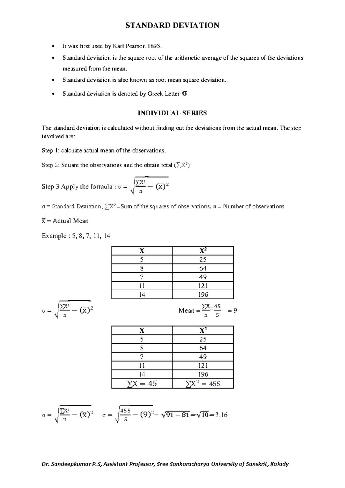 Standard Deviation: Concepts and Calculation Methods - Studocu