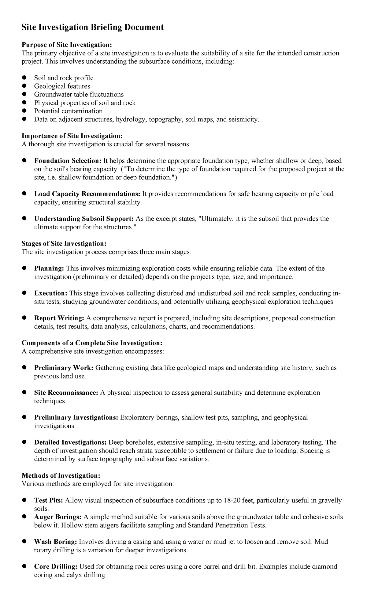 Site Investigation I: Comprehensive Overview of Procedures and Methods ...
