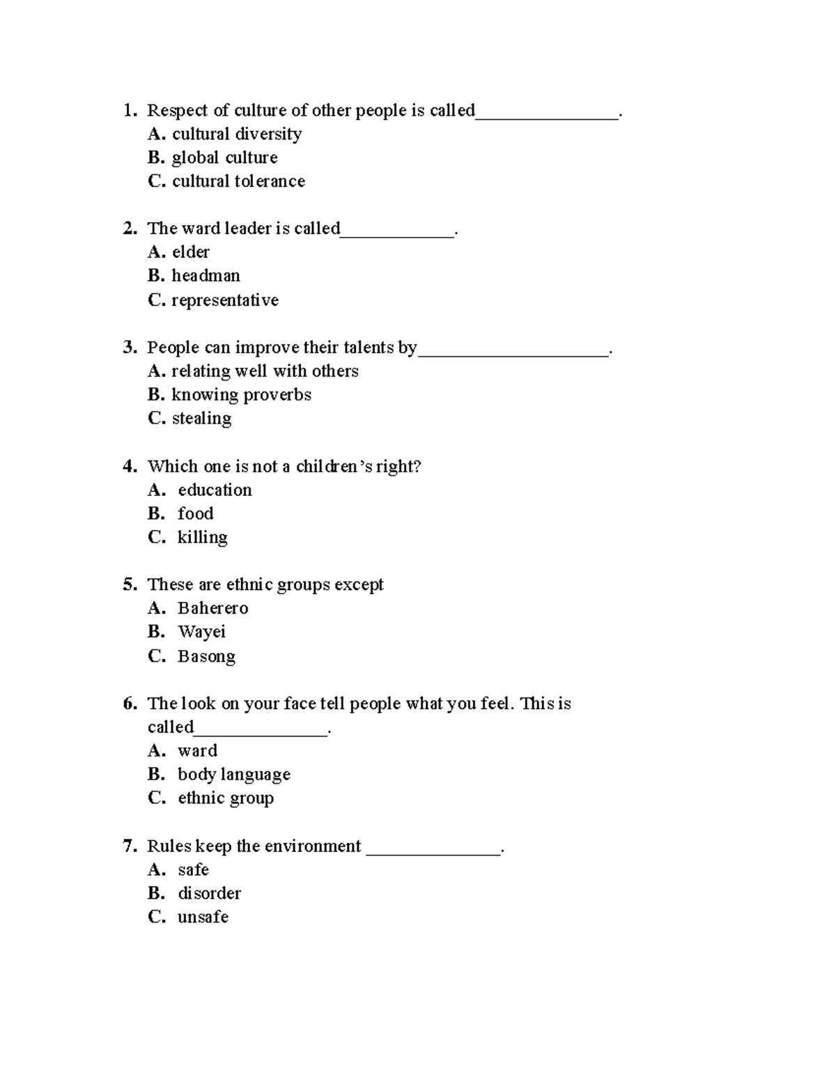 Cultural Studies Standard 3 Quiz for 2024: Knowledge Check - Studocu