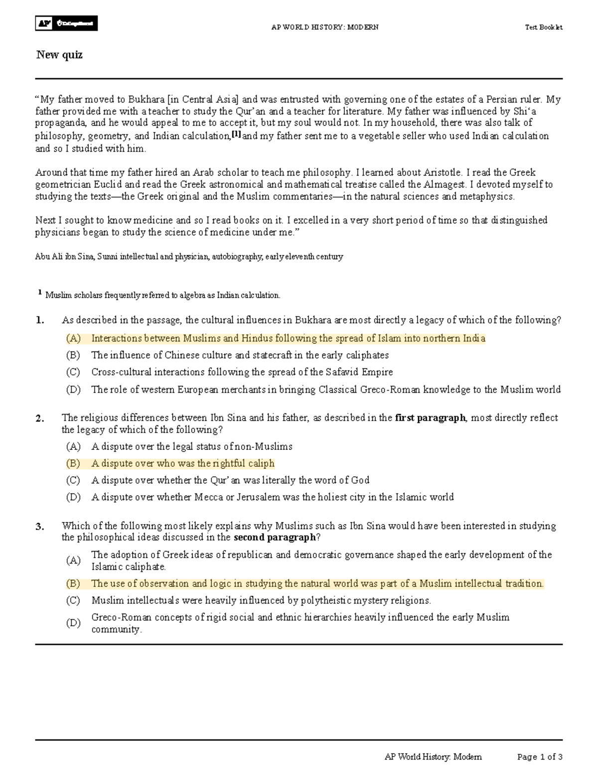 AP World History: Modern LEQ Sample Questions and Insights - Studocu