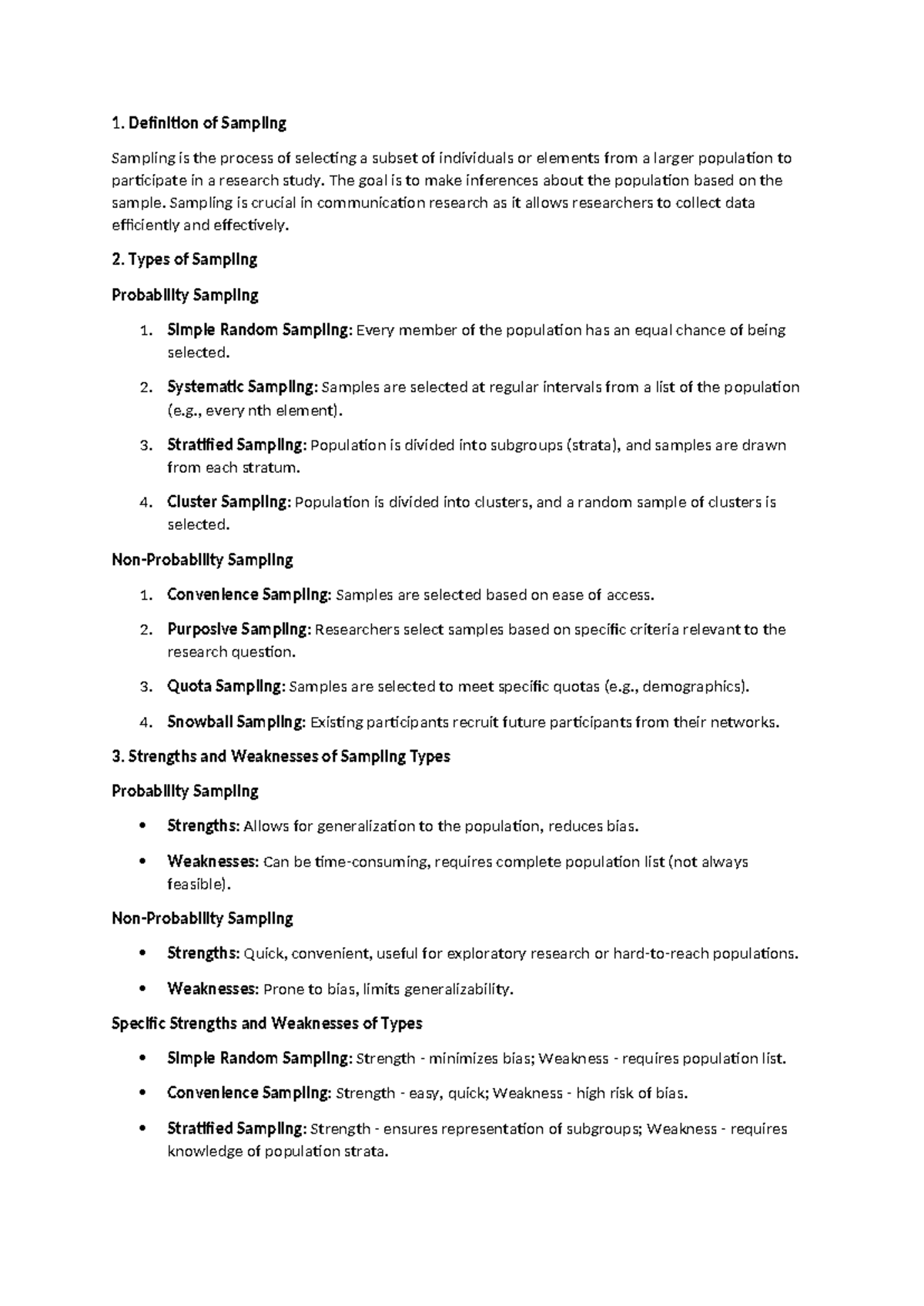 Sampling Methods in Communication Research: Types & Applications - Studocu
