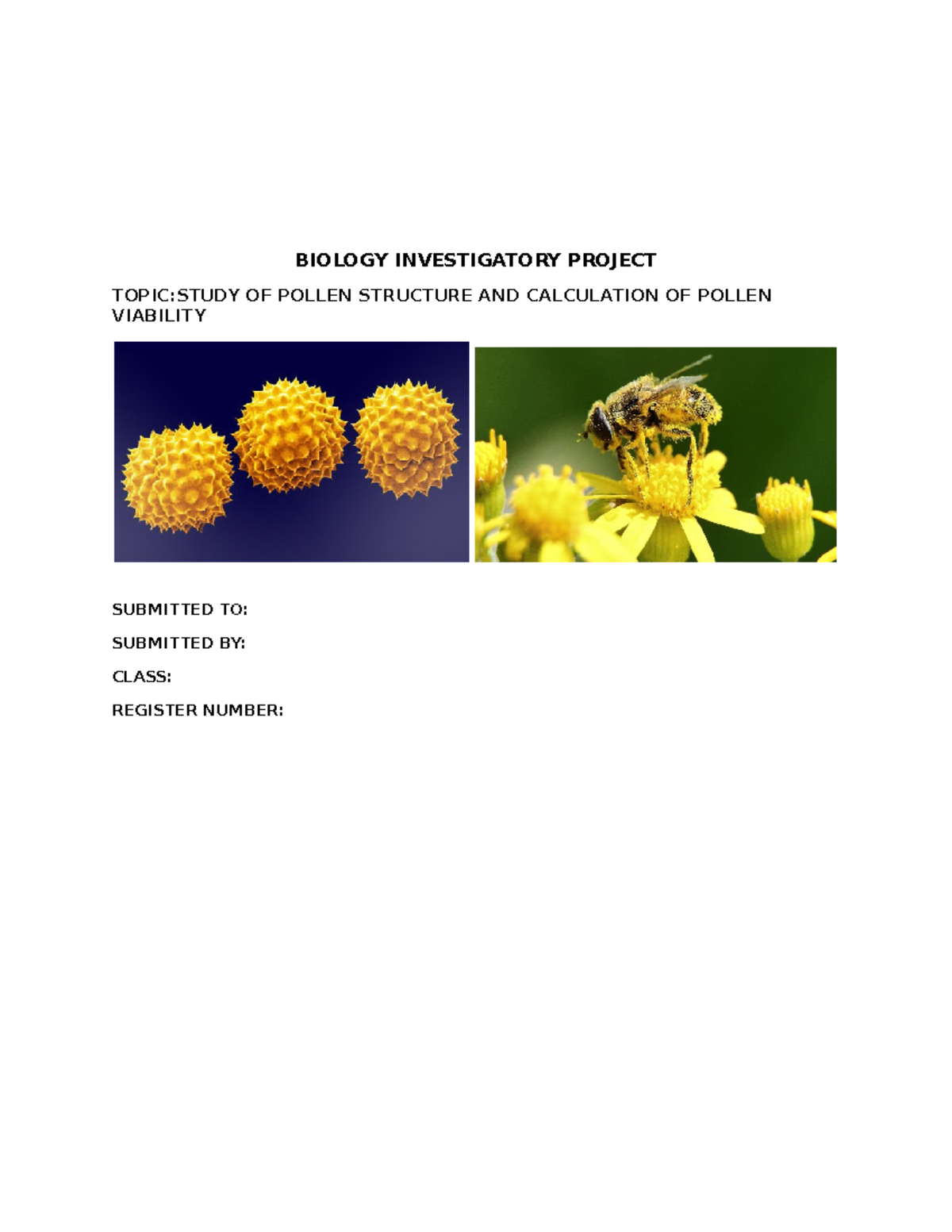 Biology Investigatory Project: Pollen Structure & Viability Study - Studocu