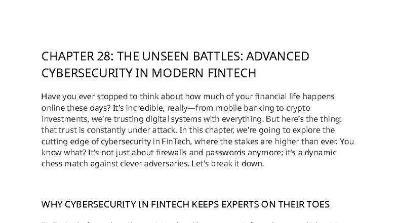 CHAPTER 28: ADVANCED CYBERSECURITY IN MODERN FINTECH - Studocu