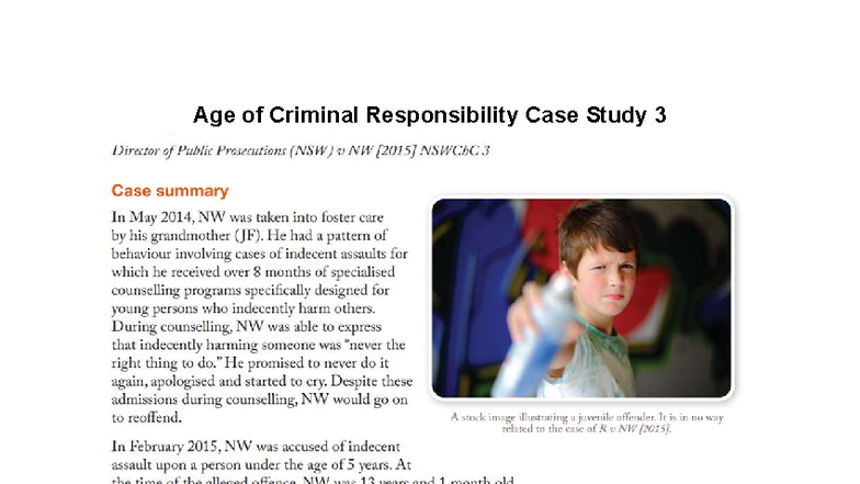 Age of Criminal Responsibility Case Study: Doli Incapax & Reform Impact ...