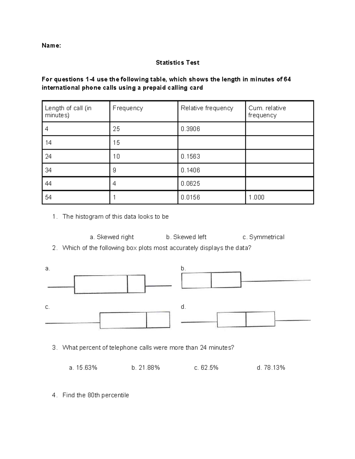 DSci 101: Statistics Test Review and Practice Questions - Studocu