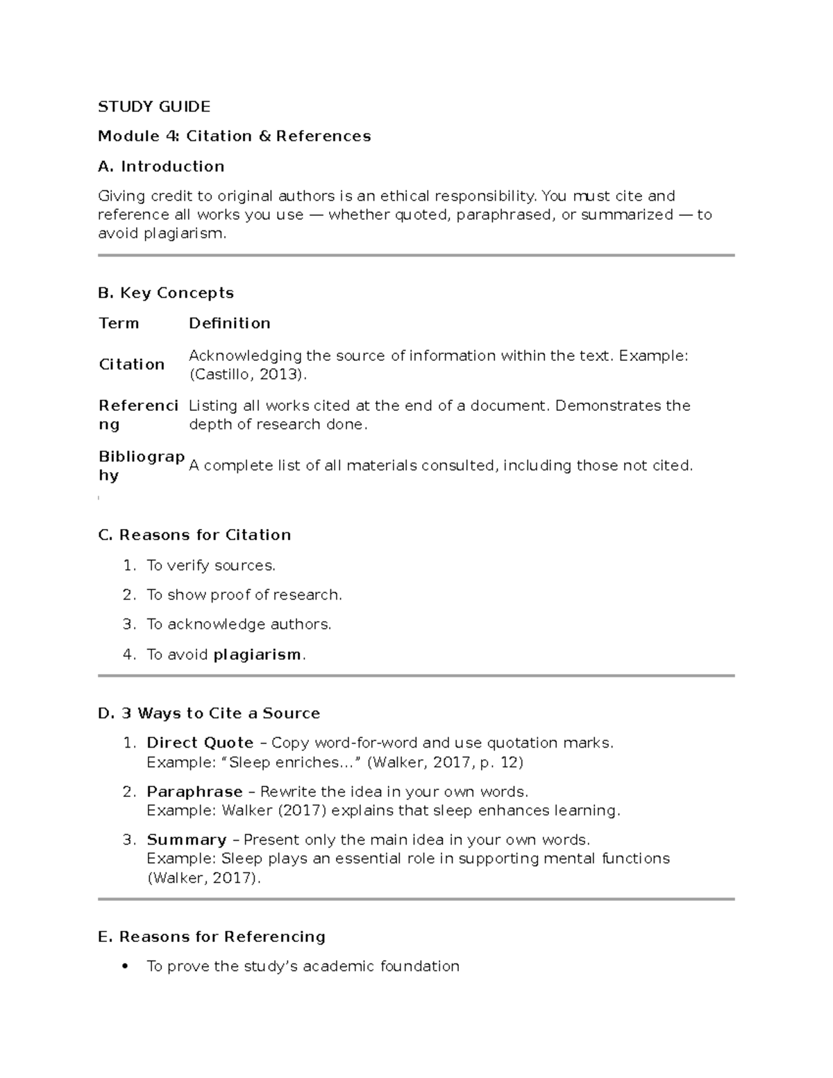 STUDY GUIDE Module 4: Citation References and Research Methods - Studocu