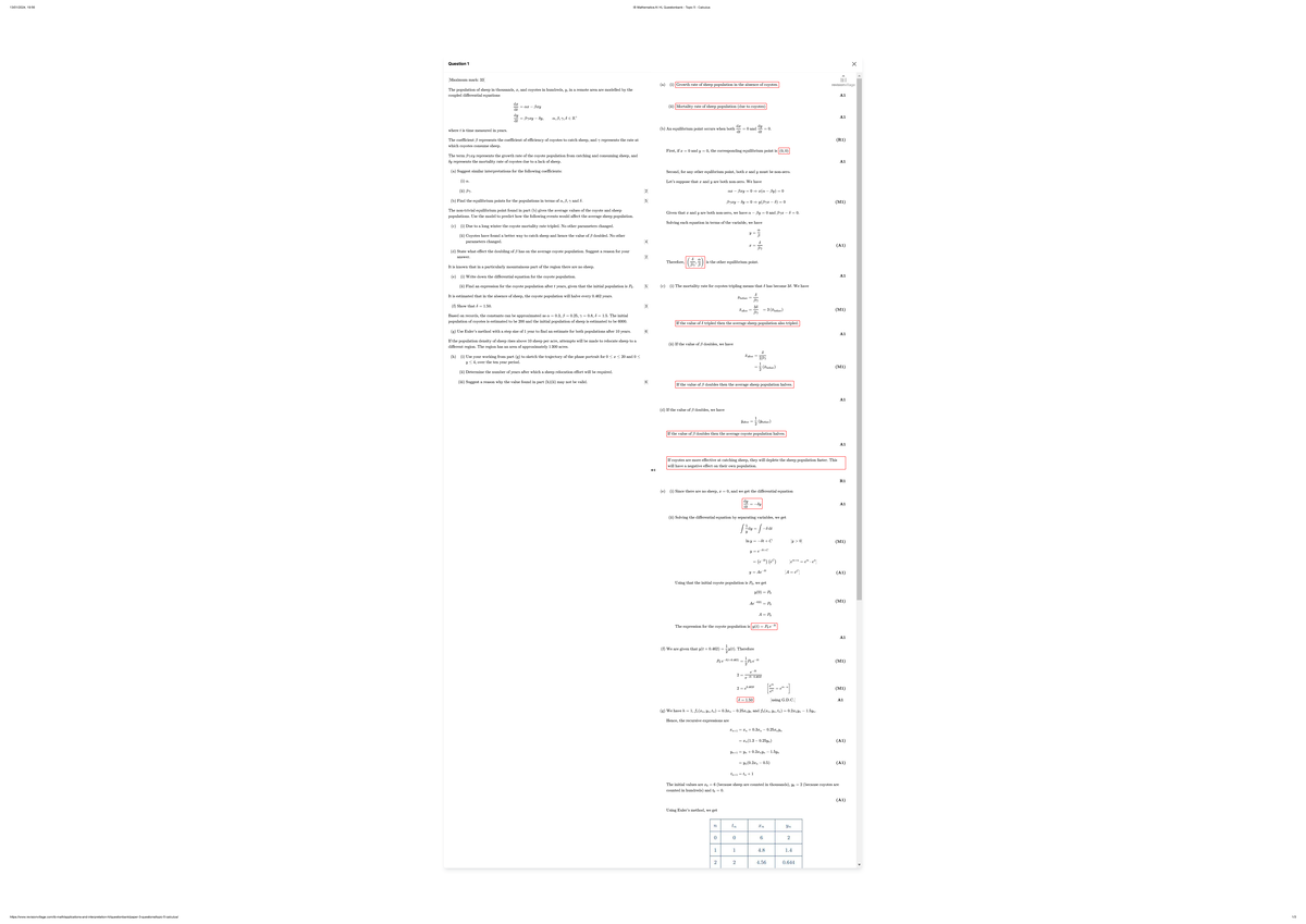 19:56 IB Mathematics AI HL Paper 3 Topic 5 Calculus questionbank - Studocu
