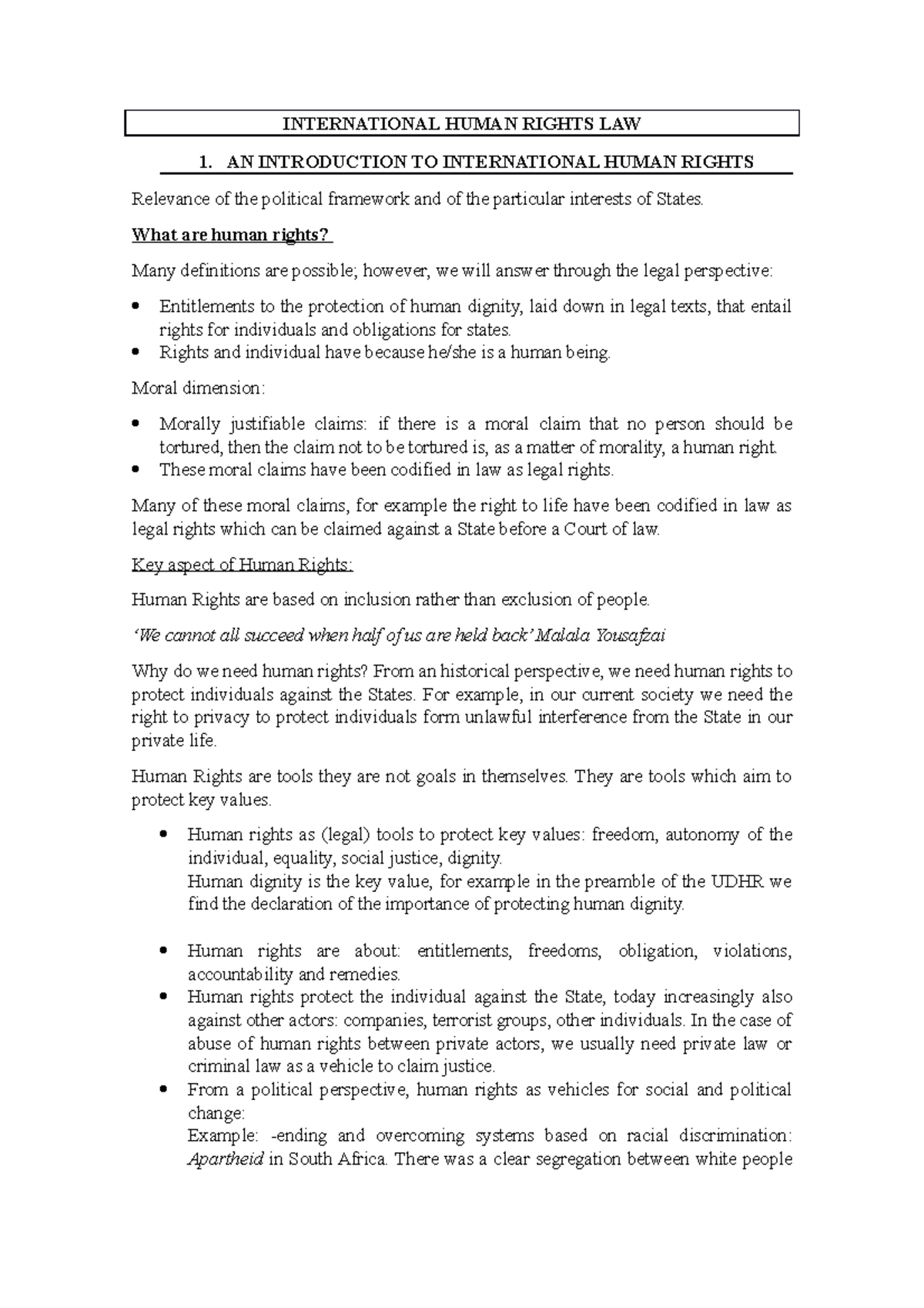 Lessons Human Rights Law - INTERNATIONAL HUMAN RIGHTS LAW 1. AN ...