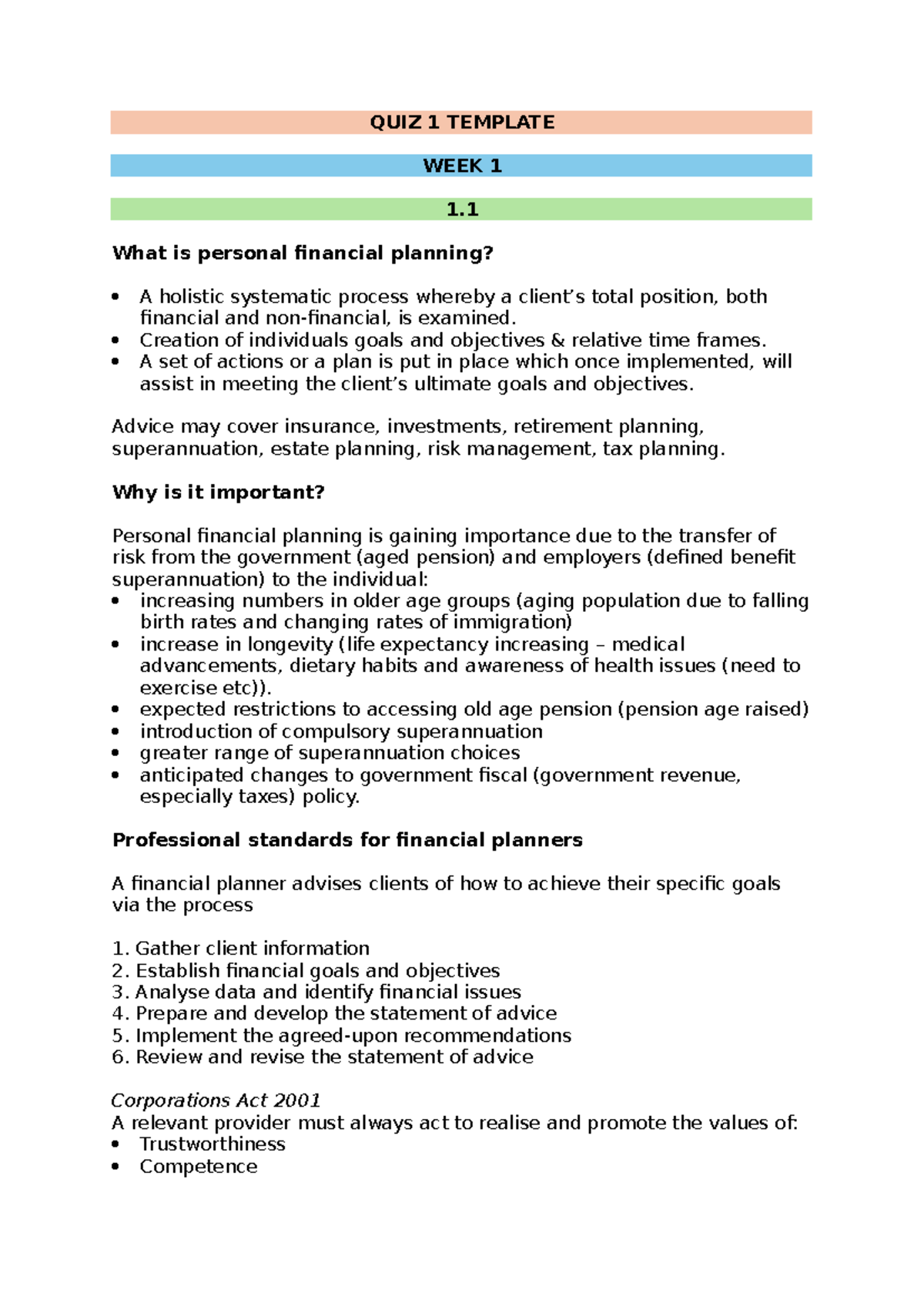 QUIZ 1 Template - Notes for Quiz 1 - QUIZ 1 TEMPLATE WEEK 1 1. What is ...
