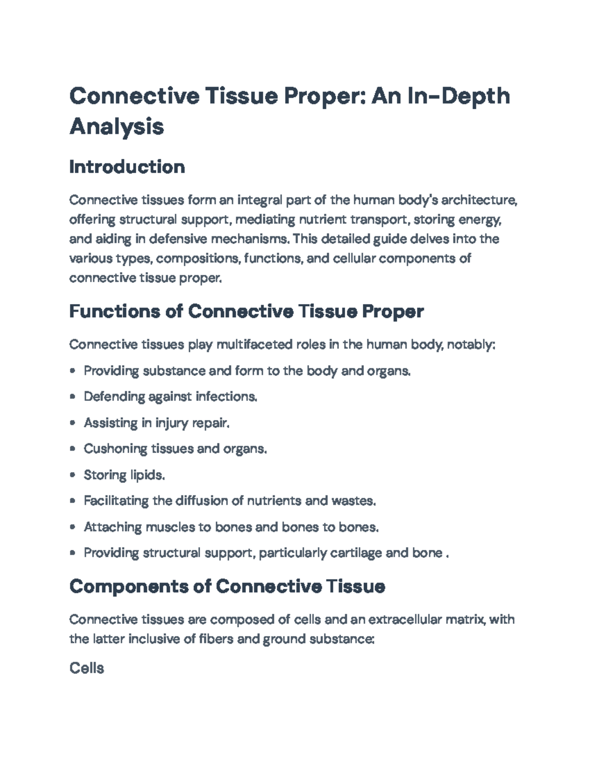 Analyzing Connective Tissue Proper: Structure and Function Insight ...