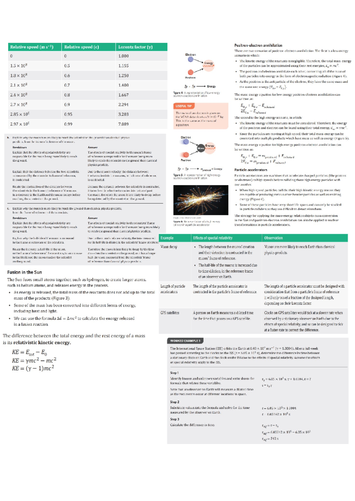 Relativity cheat sheet - annihilation Relative speed (m Relative speed ...