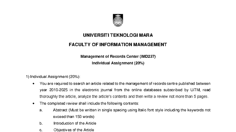 IMD237 Individual Assignment: Review of Records Management Article ...