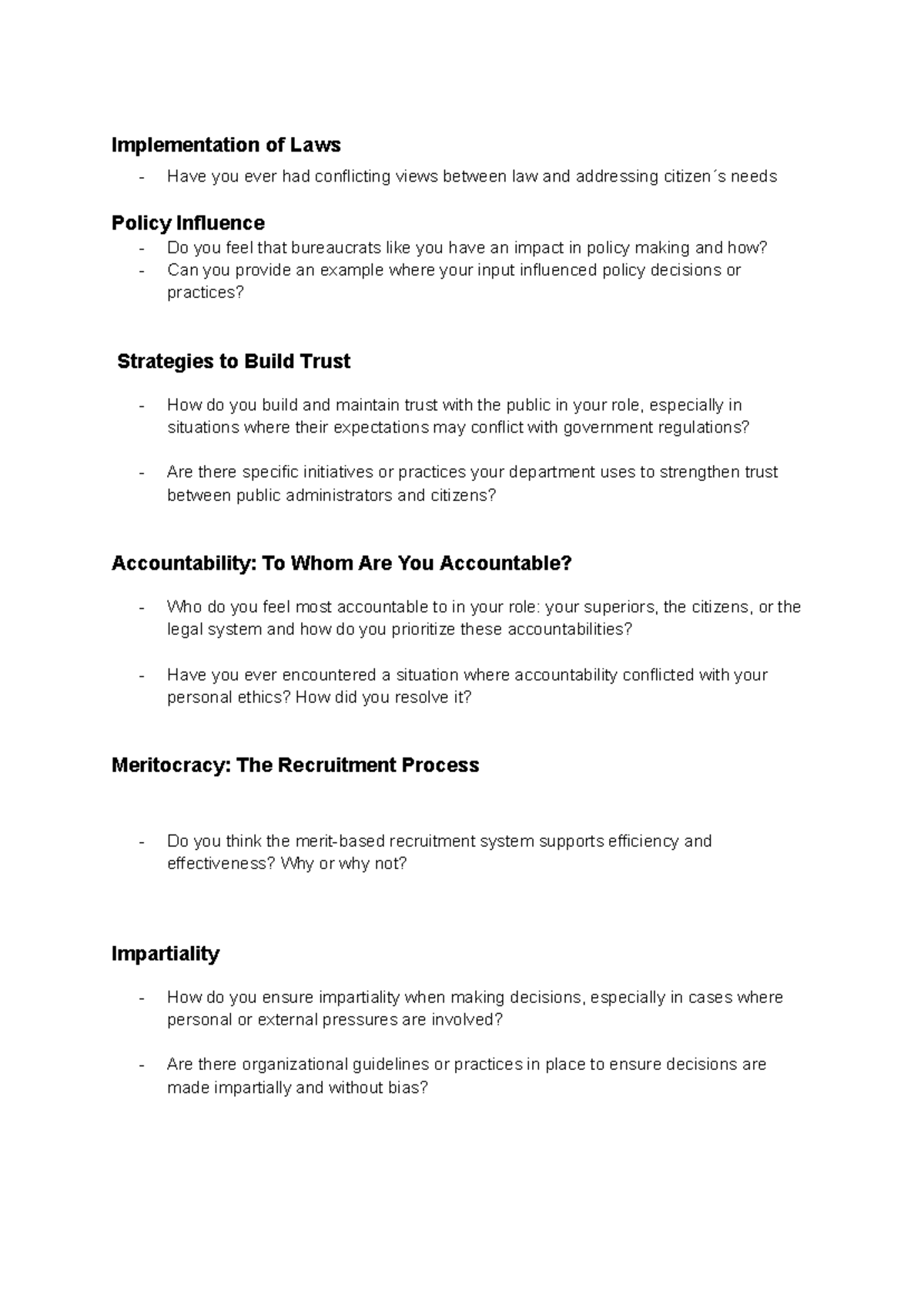 Implementation of Laws - Studocu