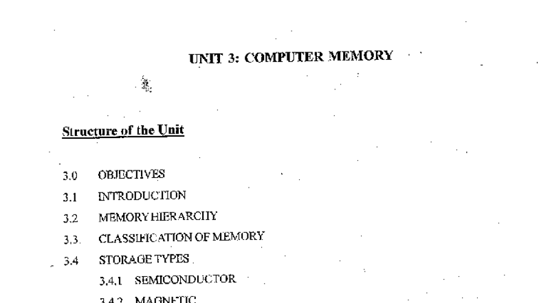 BCA 01: UNIT 3 - COMPUTER MEMORY Overview and Hierarchy - Studocu