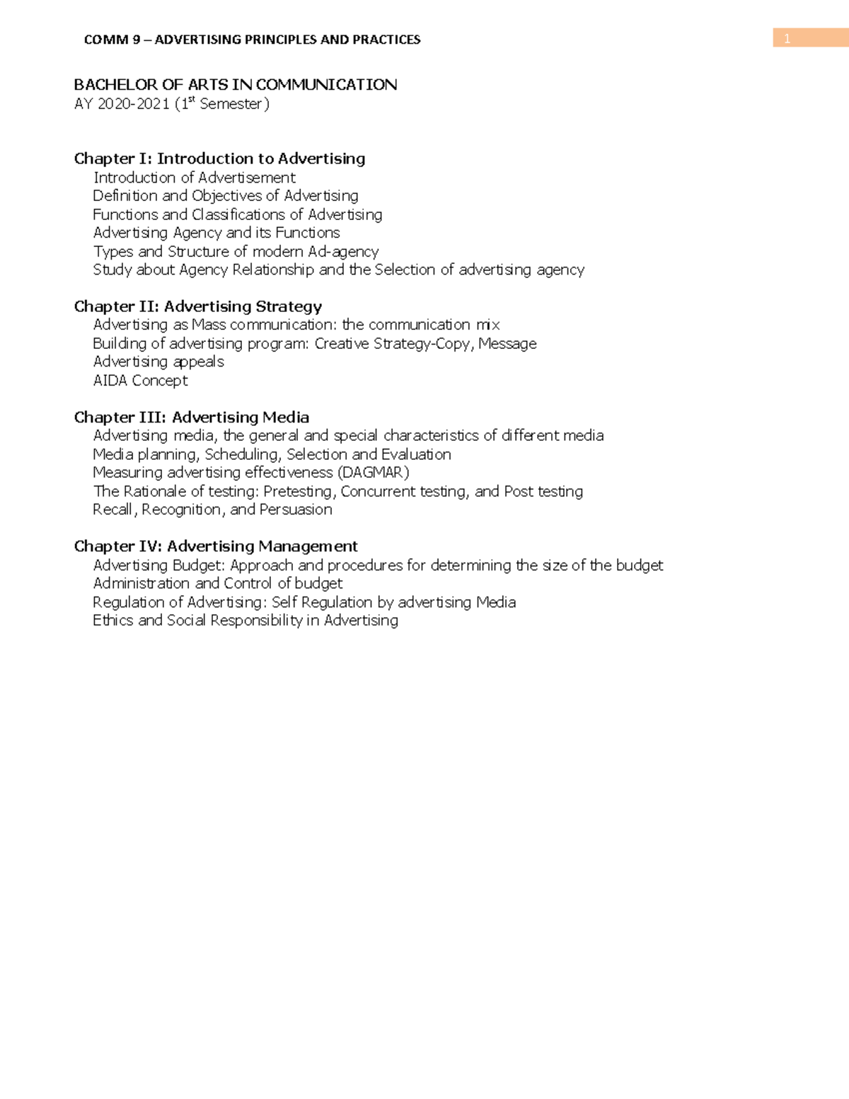 COM 9 - Advertising Principles and Practices: Comprehensive Study Guide ...