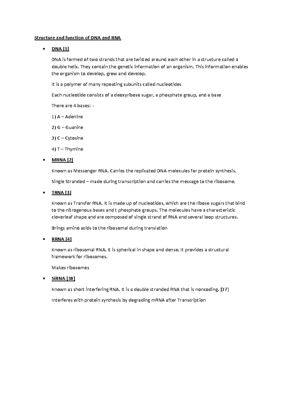 Unit 11: Structure and Function of DNA & RNA Assignment - Studocu