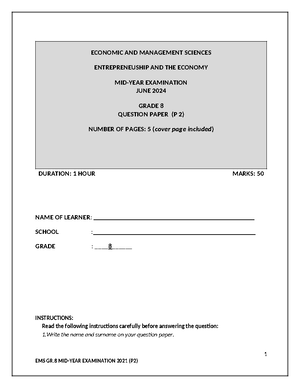 EMS Grade 8 AND 9 - Programme of assessment - GRADE 8 PROGRAMME OF ...