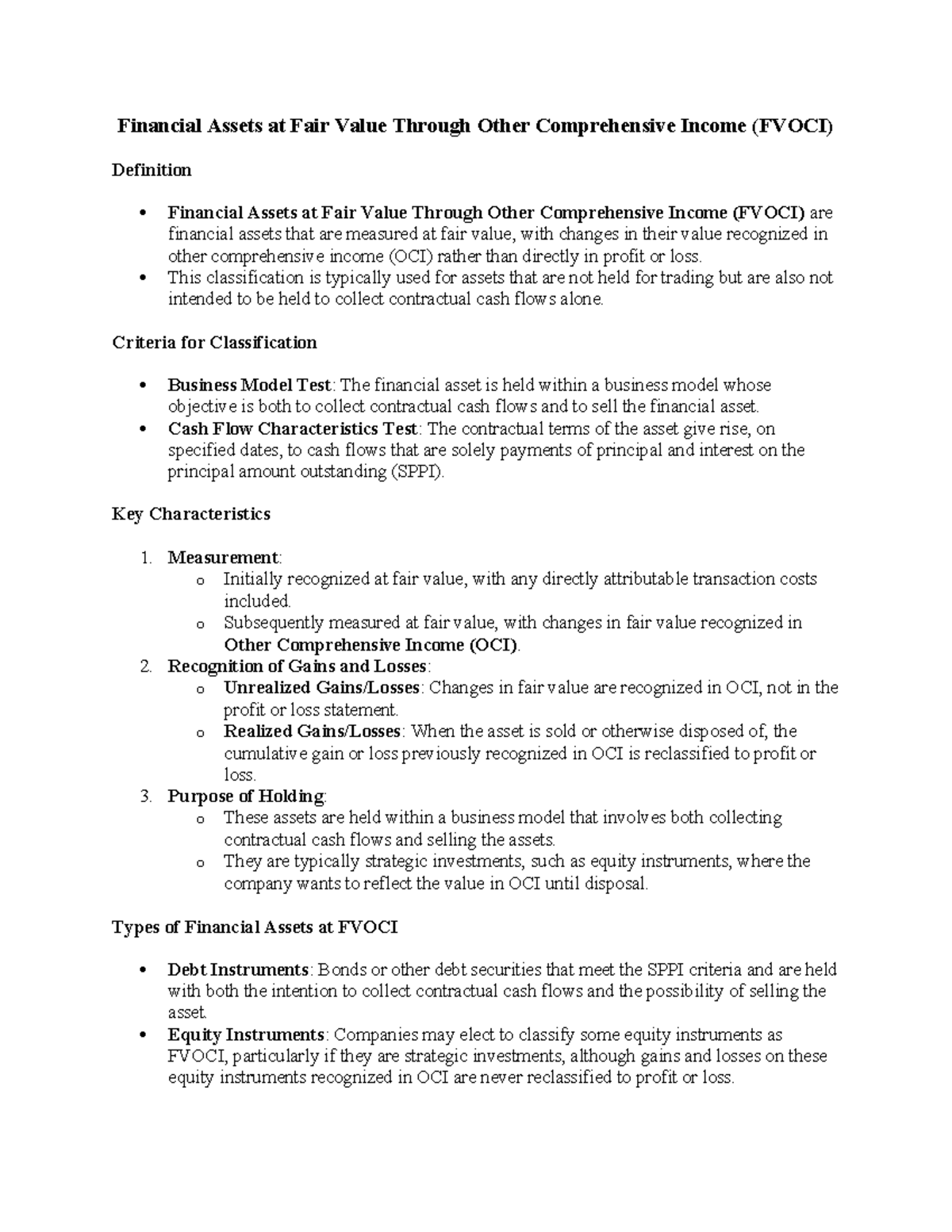 Financial Assets at Fair Value Through OCI: Classification & Treatment ...