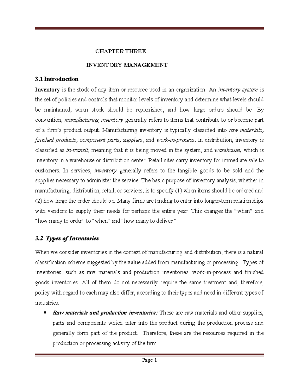 CH. 3 - Inventory Management: Types, Costs, and EOQ Analysis - Studocu