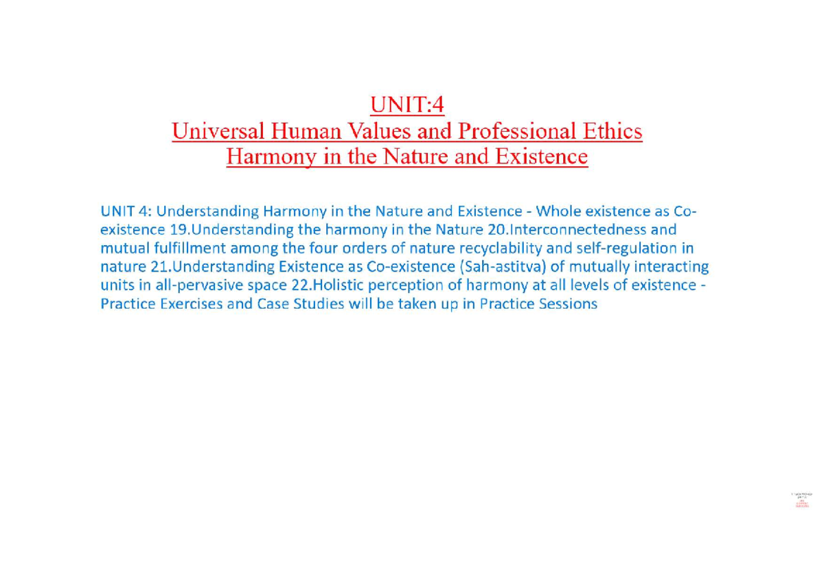 UHV 4 - Notes on Harmony in Nature and Existence Principles - Studocu