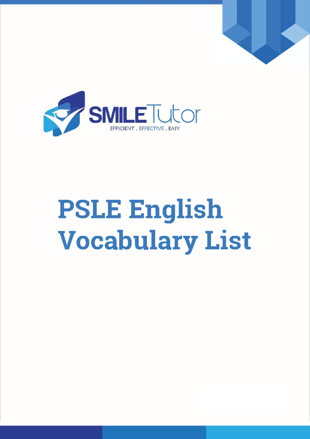 PSLE English vocabulary list: essential terms and definitions - Studocu